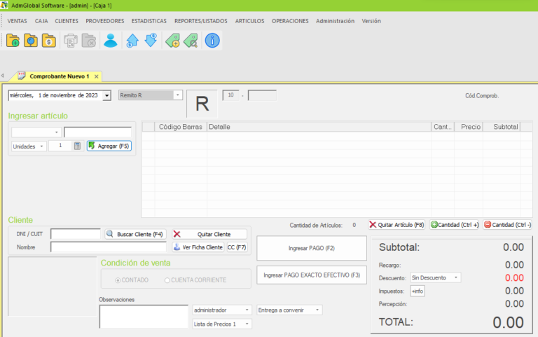 Configuración de Remito R (CAI) – AdmGlobal